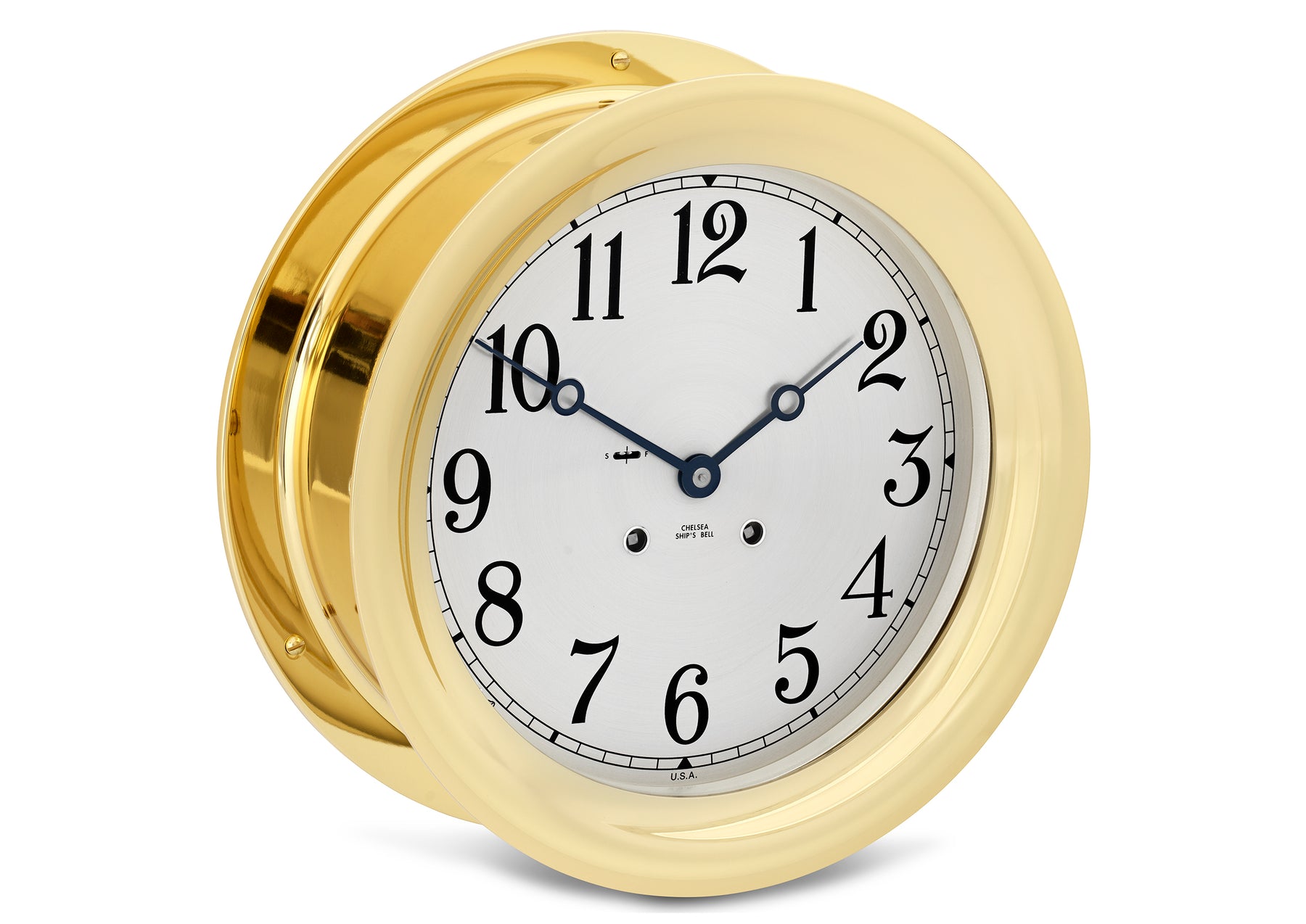 Ship's Bell Clock – 8 1/2" Dial – Brass Finish Bezel – Chelsea Clock