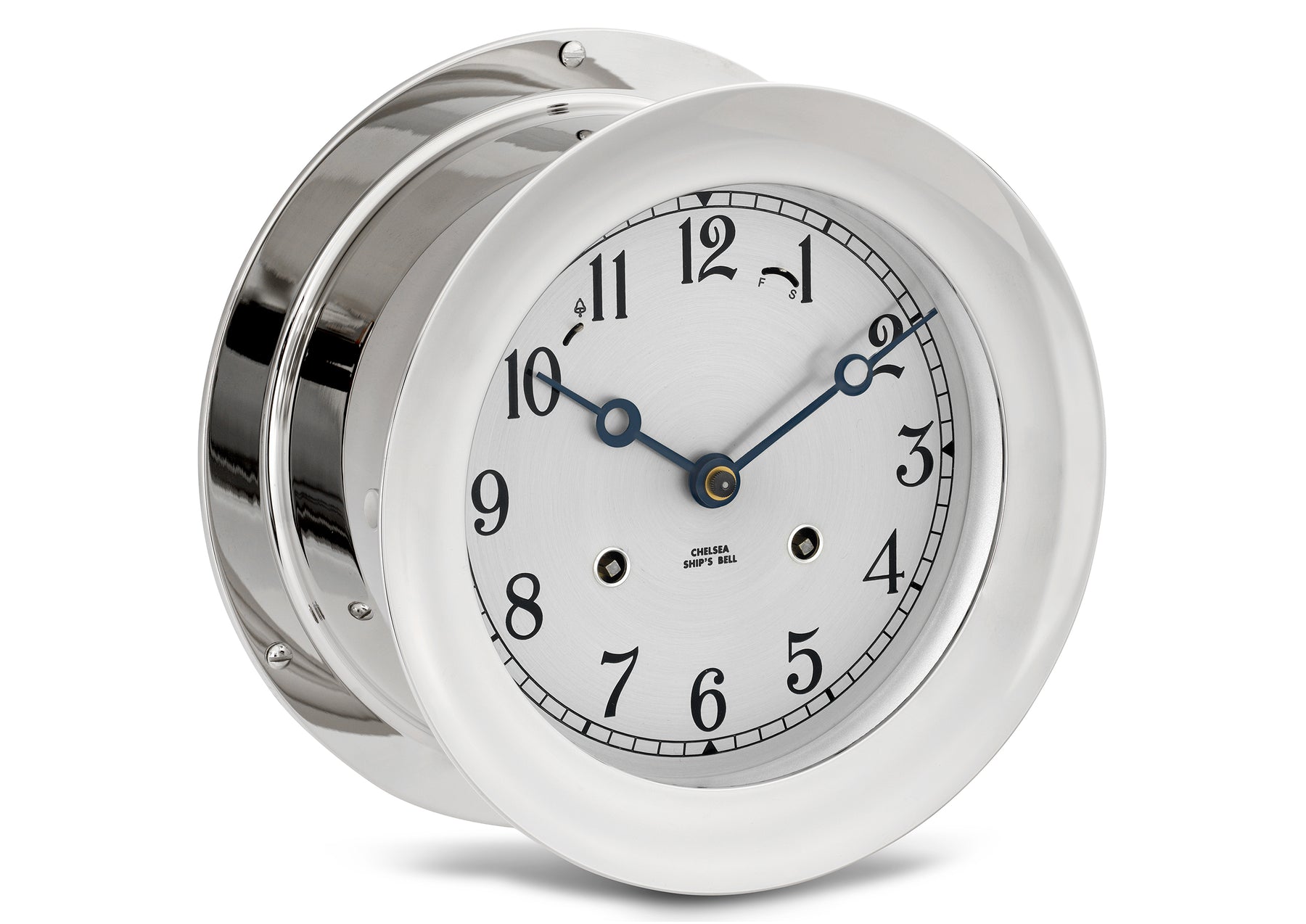 Ship's Bell 6" Wall Clock in Nickel - Chelsea Clock